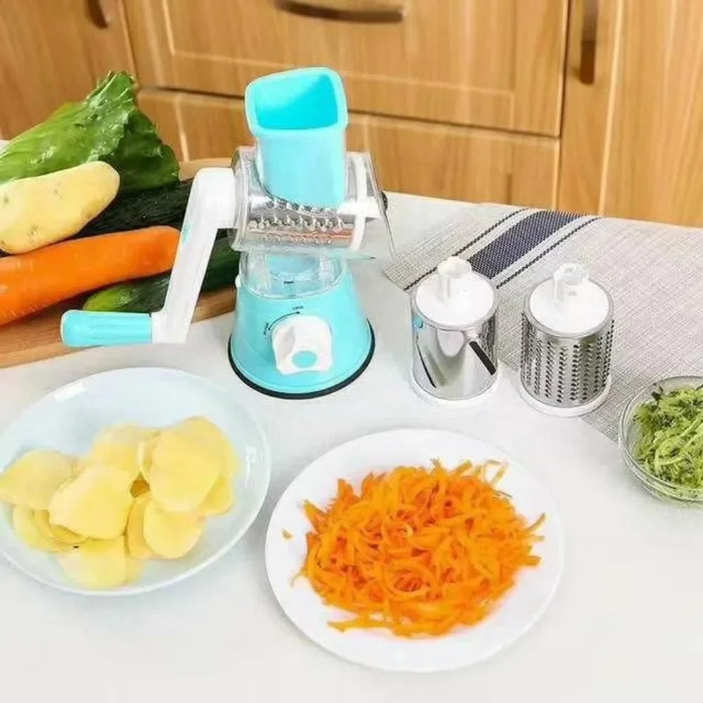 3 in 1 Table Top Drum Grater Stainless Steel Blades , Manual Vegetable ...